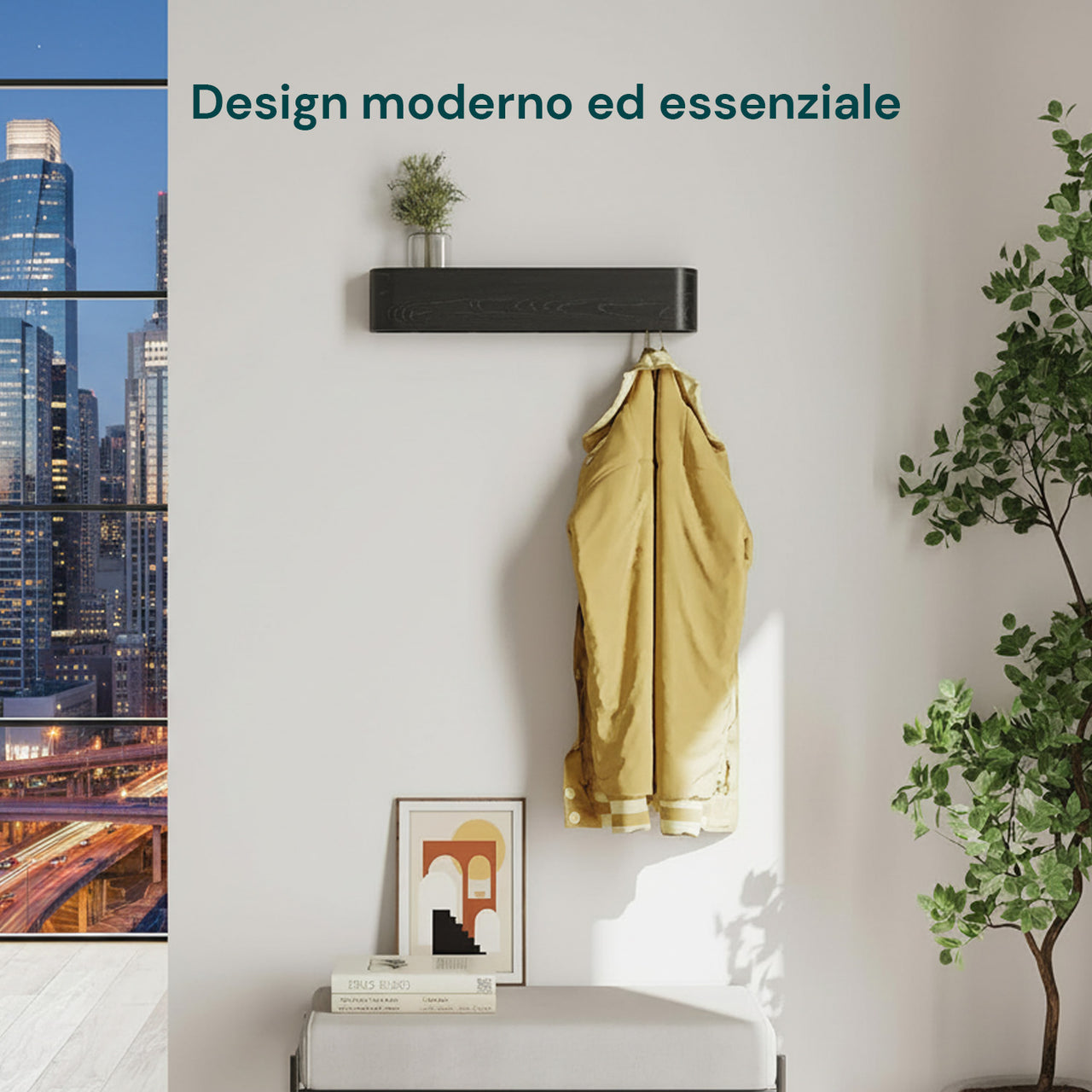 Appendiabiti da Muro Design Moderno con 5 Ganci a Scomparsa – Avilia Home